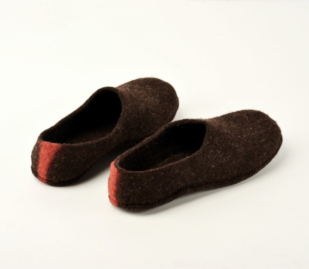 Handmade Wool Felted House Shoes With Rubber Soles - Etsy