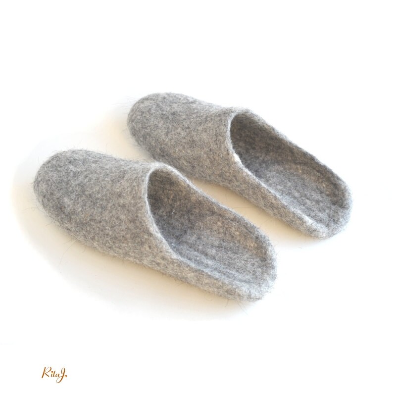 Eco Friendly Natural Grey Color Handmade Felted Open Back Slide ...