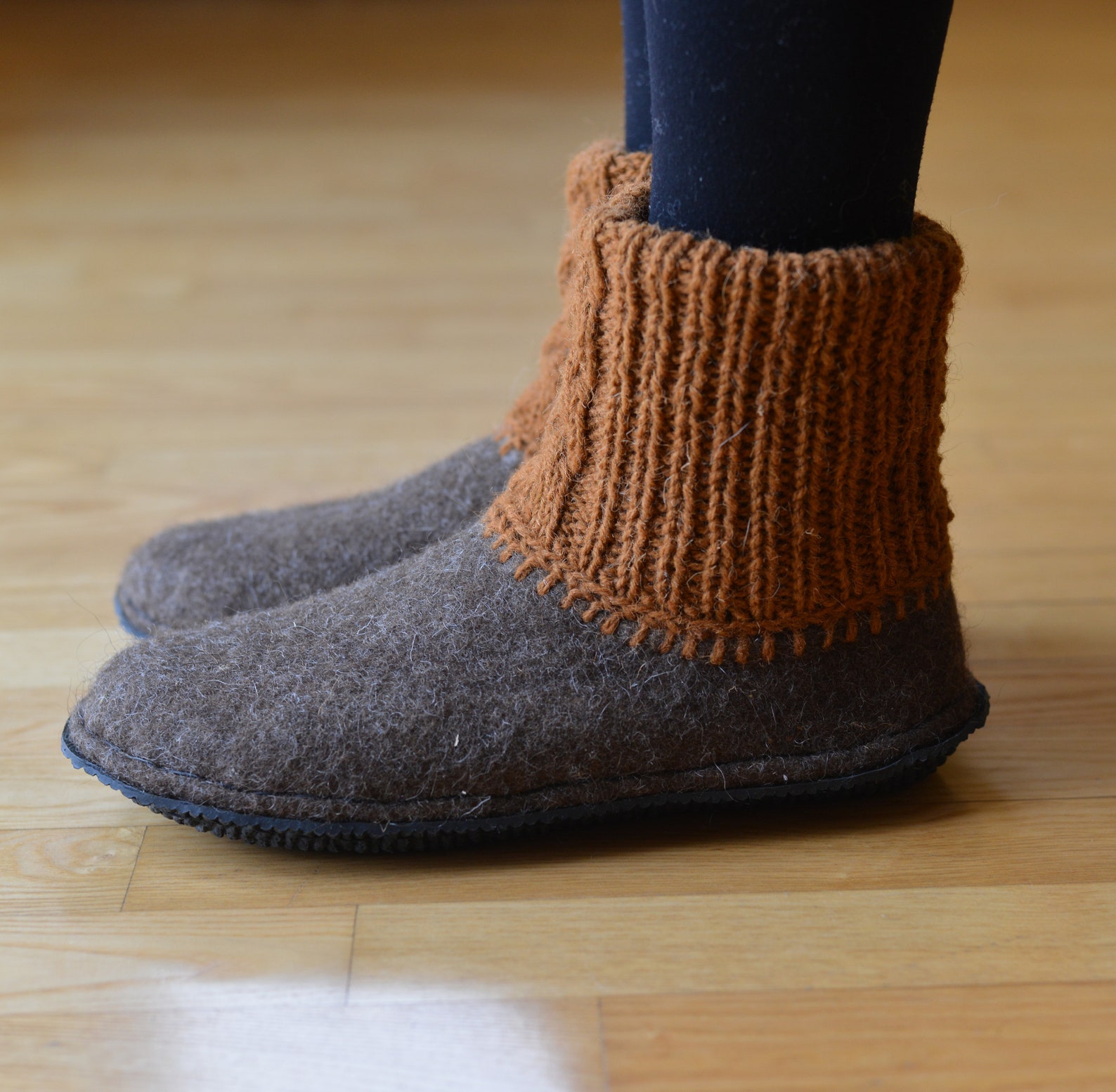 Handmade Wool Felted House Shoes With Rubber Soles - Etsy