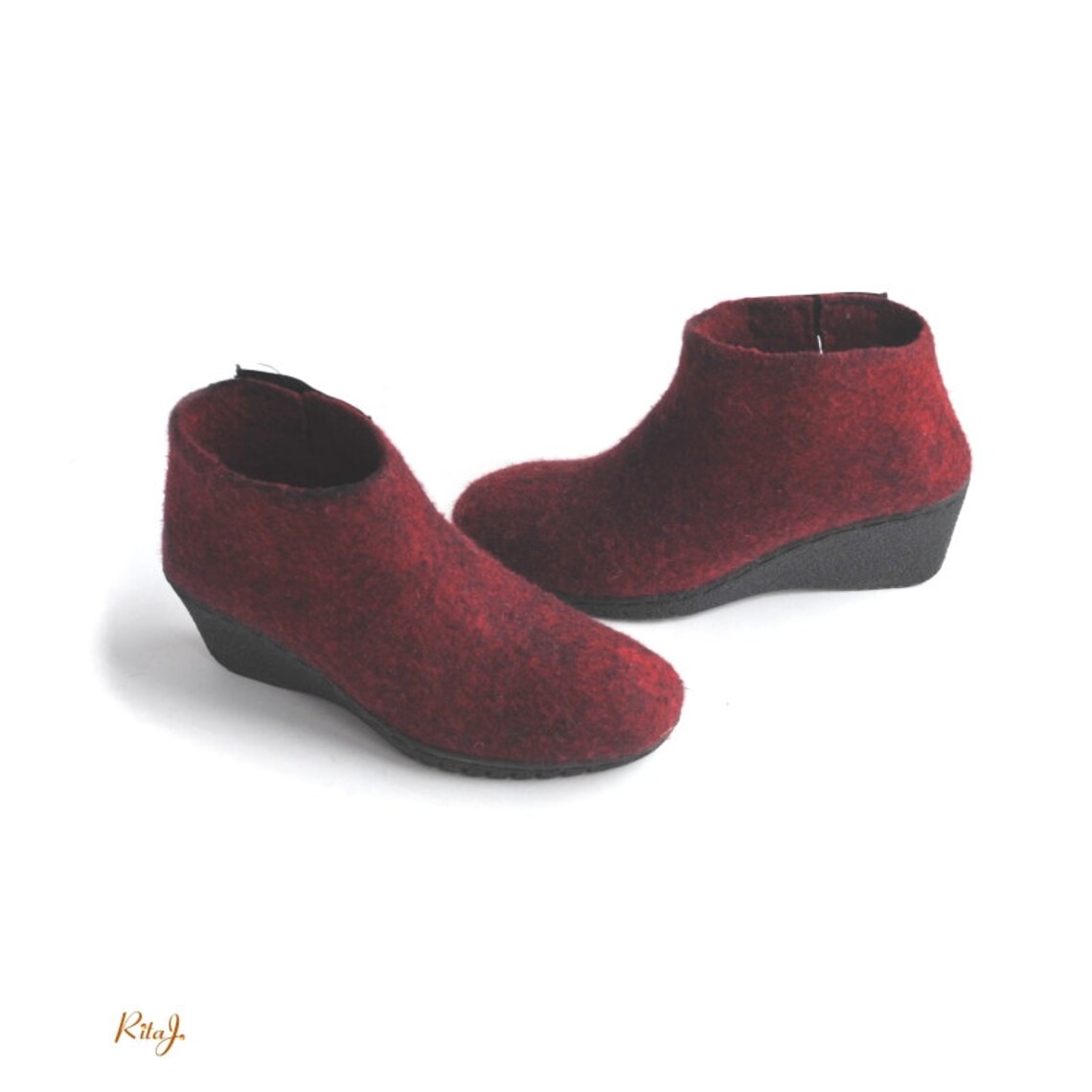 Felted Boots From Softest Merino Wool made to Order Red and - Etsy