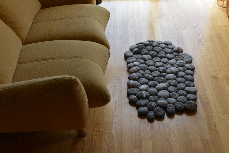 Felt Stone Rug - Felt Stone - Wool Rug - Ecofriendly Wool Rug - Light ...