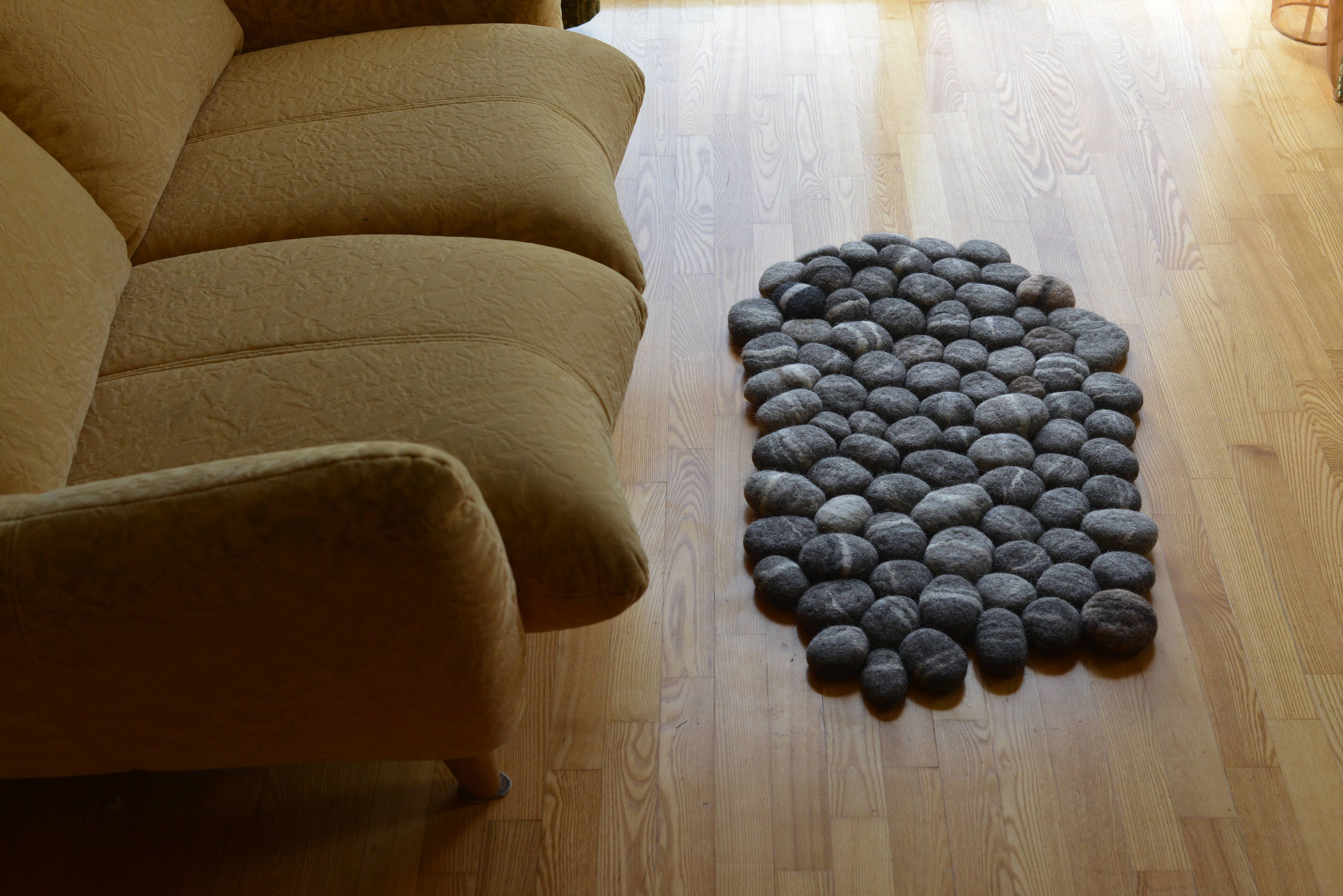 Felt Stone Rug - Felt Stone - Wool Rug - Ecofriendly Wool Rug - Light ...
