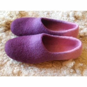 Handmade Wool Felted Slippers - Deep Purple - Amethyst - Cherry Blossom ...