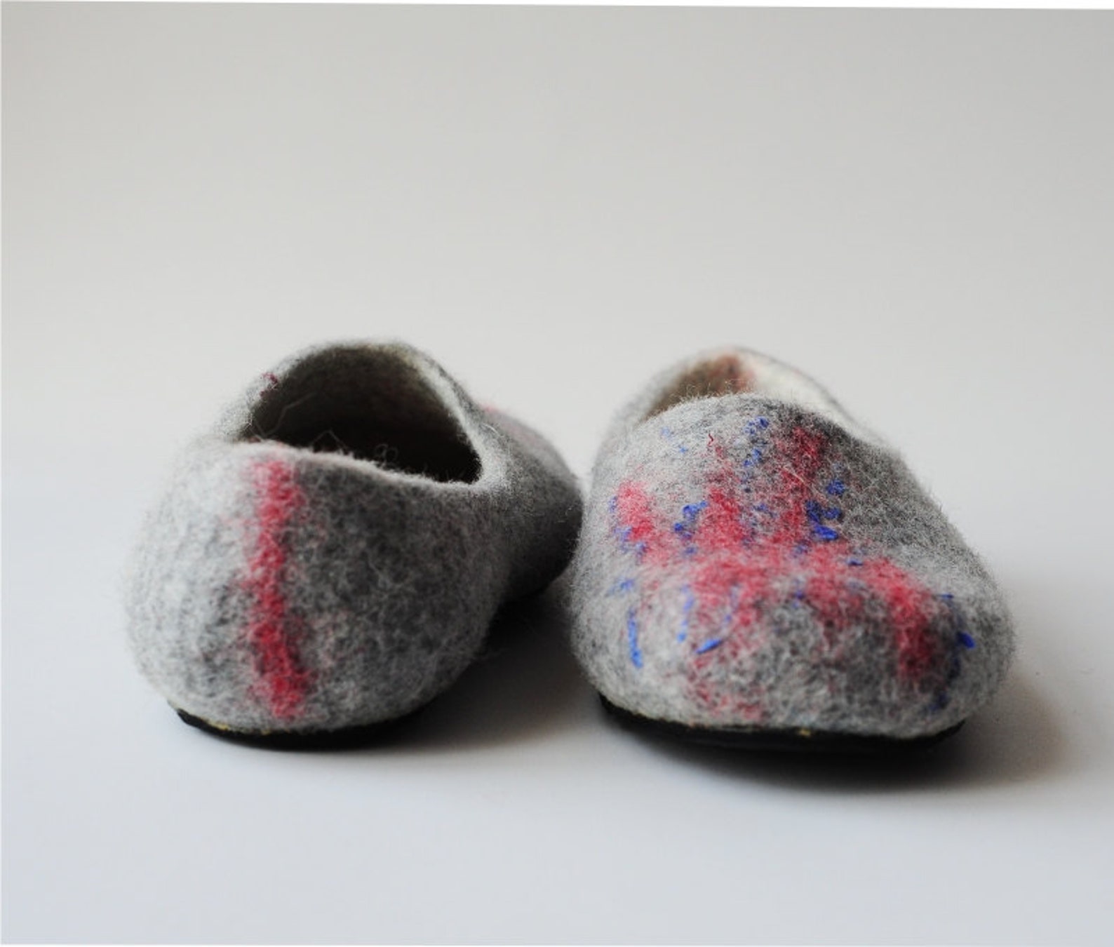 Handmade Wool Felted Slippers With Soles - Light Grey - Etsy