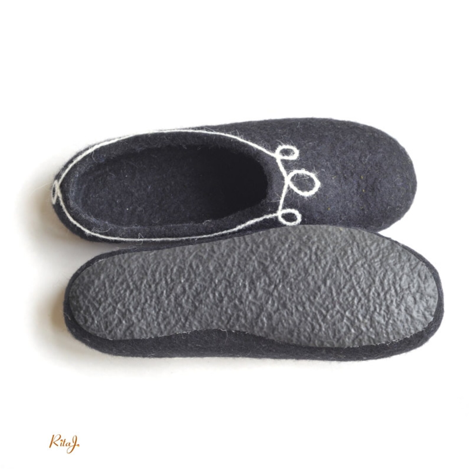 Handmade Wool Felted Slippers With Rubber Soles- House Shoes - Etsy