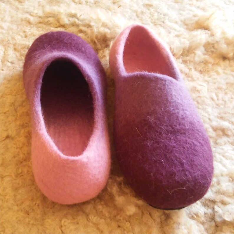 Handmade Wool Felted Slippers Deep Purple Amethyst - Etsy
