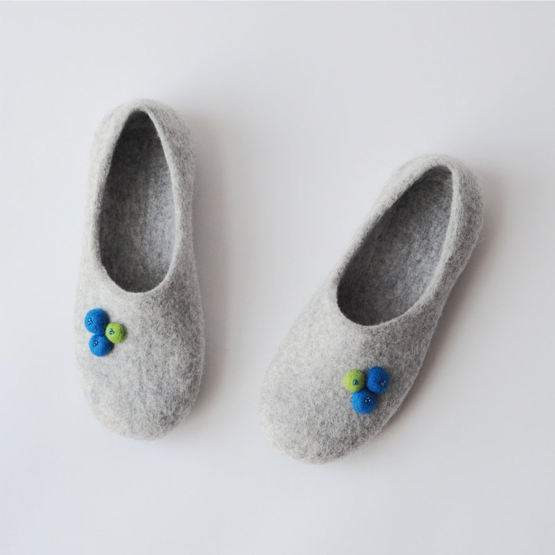 Handmade Wool Felted Slippers With Soles - Light Grey - Etsy
