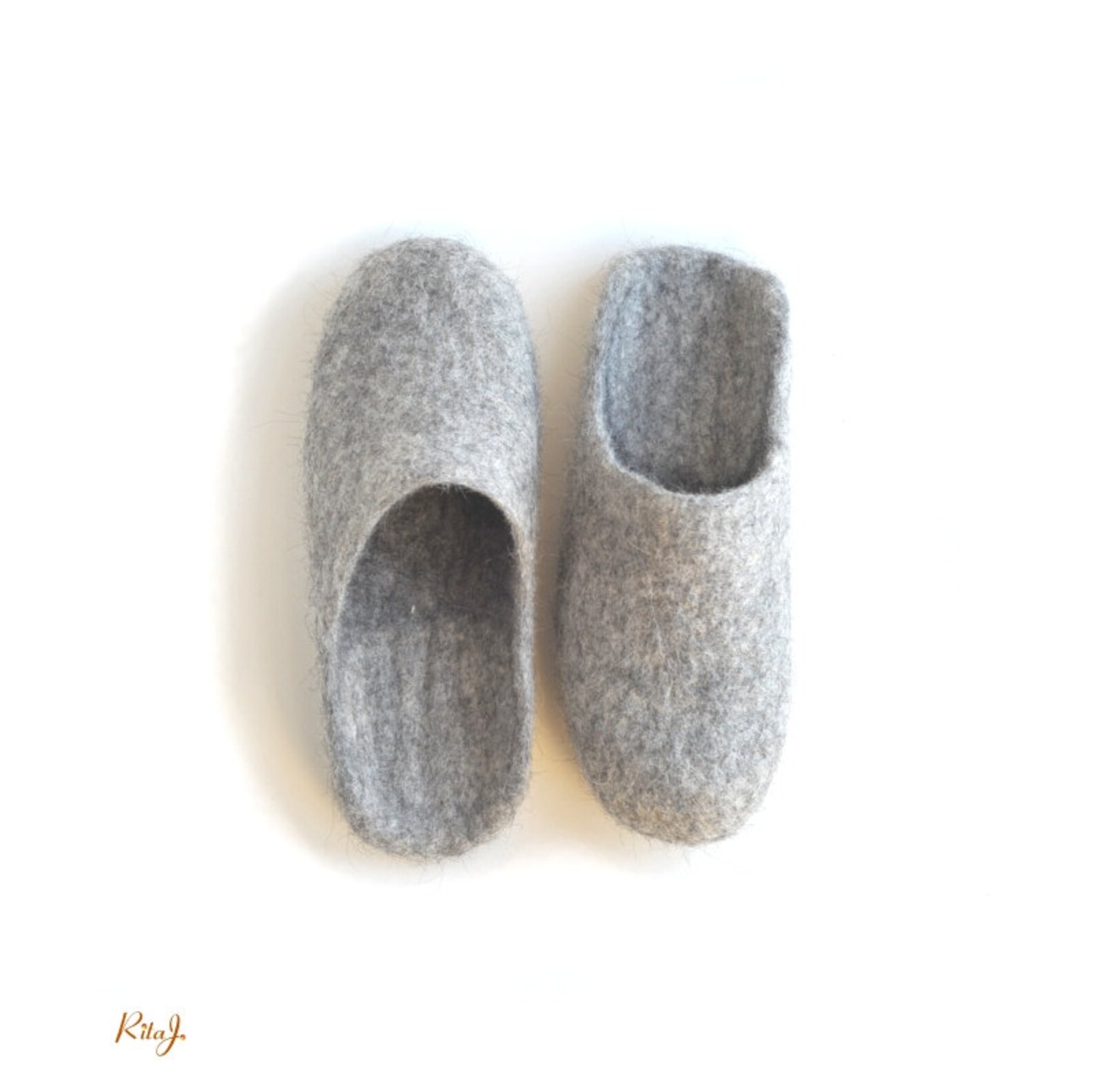 Eco Friendly Natural Grey Color Handmade Felted Open Back Slide ...