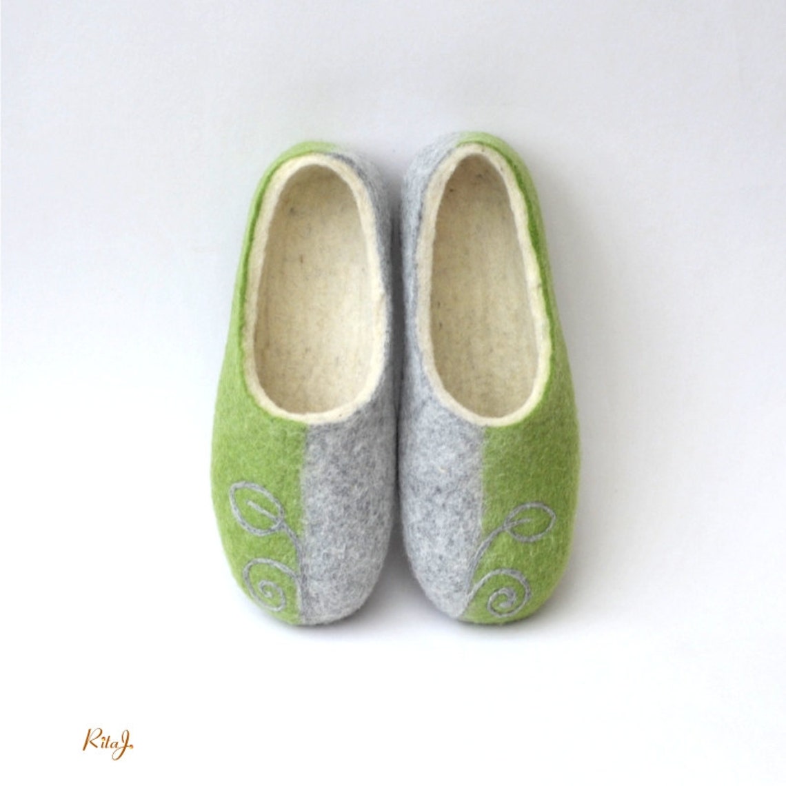 Handmade Felted Slippers Grey-lilac - Etsy