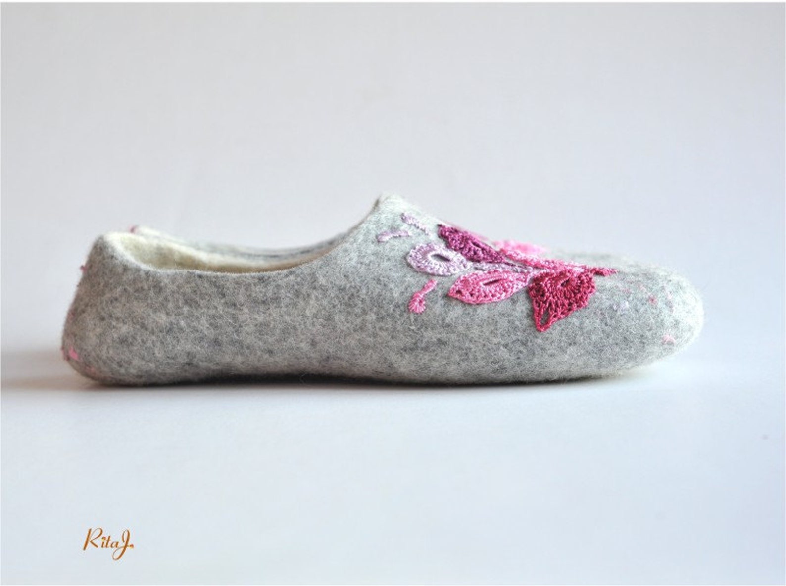 Felted Slippers With Handmade Lace - Etsy