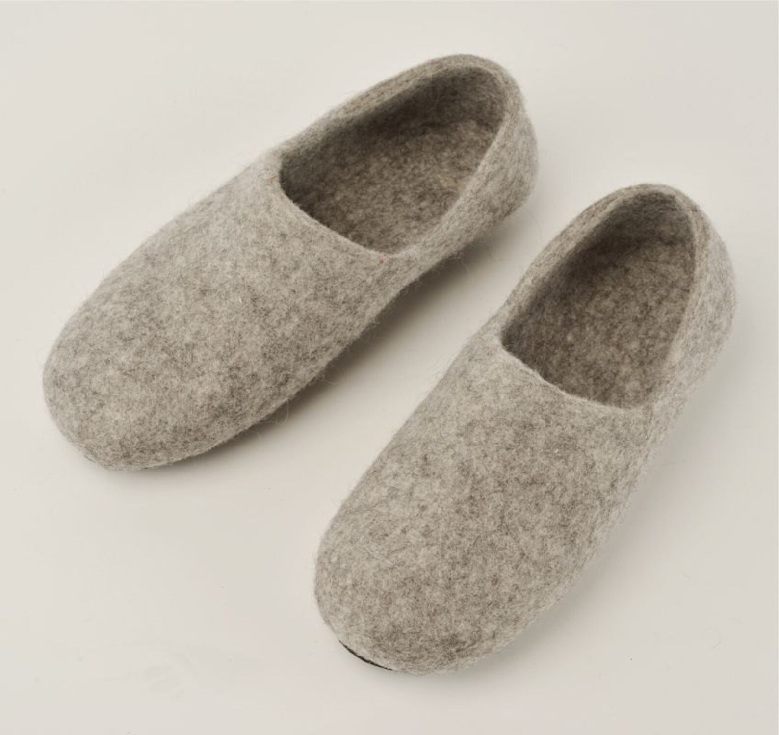Handmade Eco Friendly Felted Slippers From Natural Wool - Grey-rubber ...
