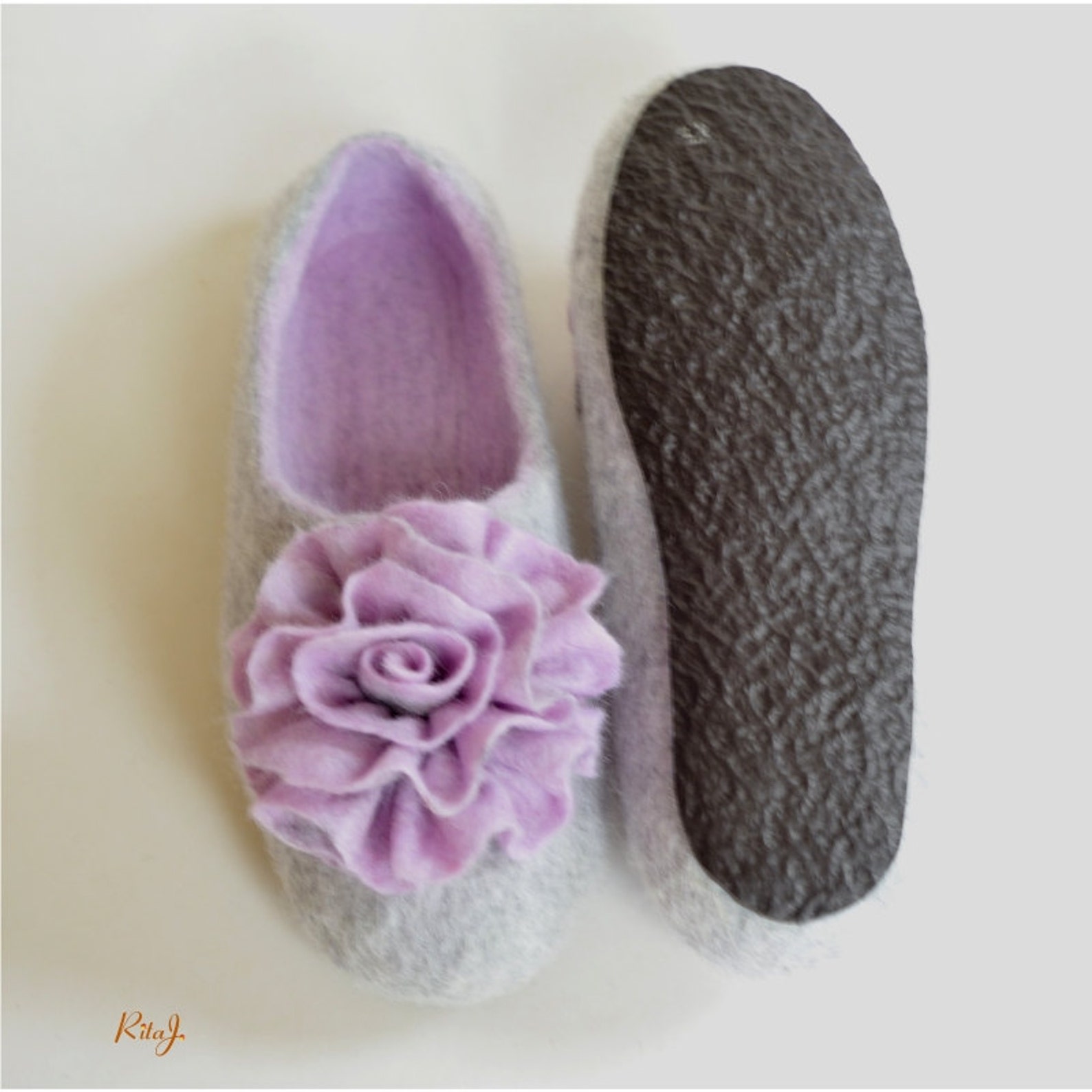 Handmade Wool Felted Slippers With Rubber Soles House Shoes - Etsy