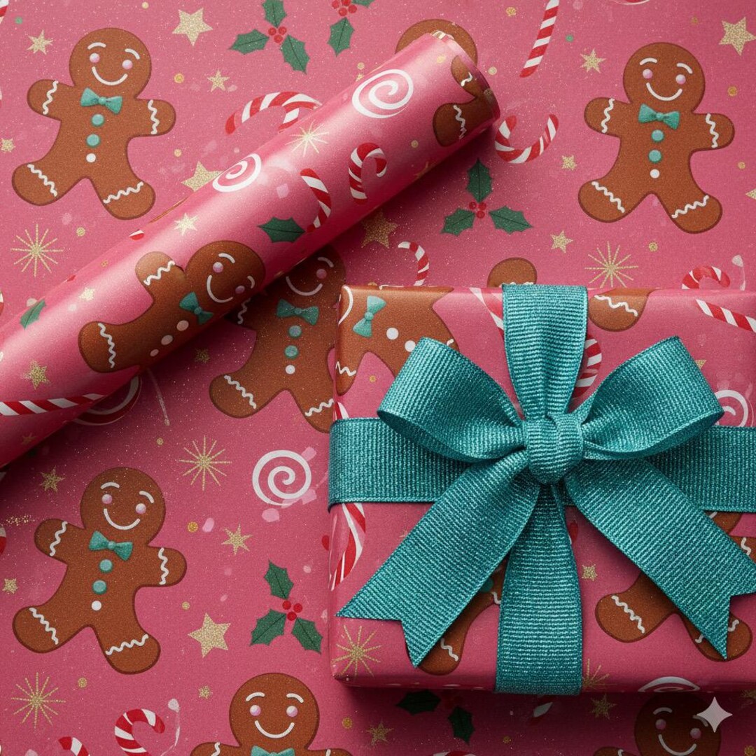 Gingerbread Christmas Wrapping Paper Digital Print - Etsy