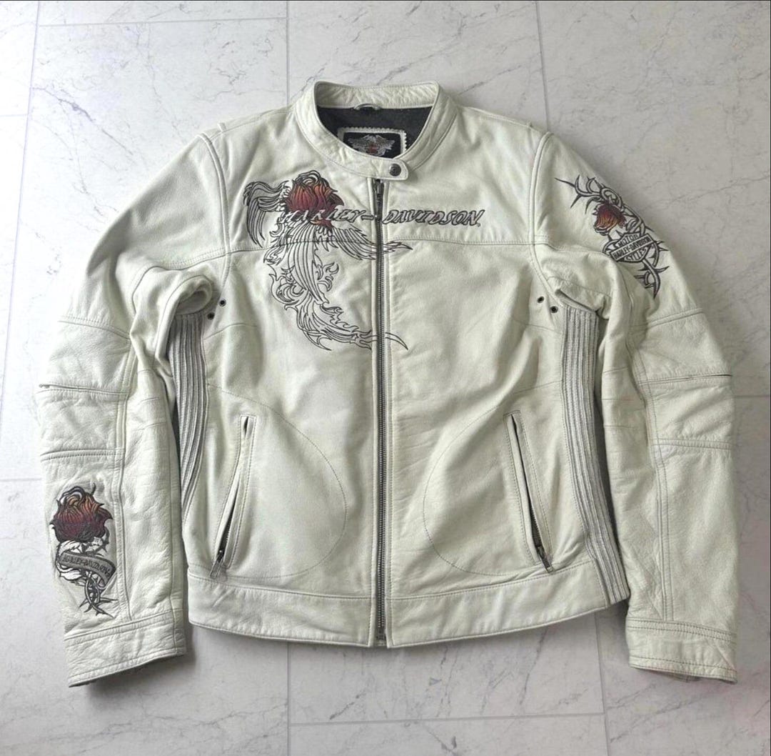 Harley-davidson Women’s Pacific Coast Red Rose White Genuine Cowhide ...