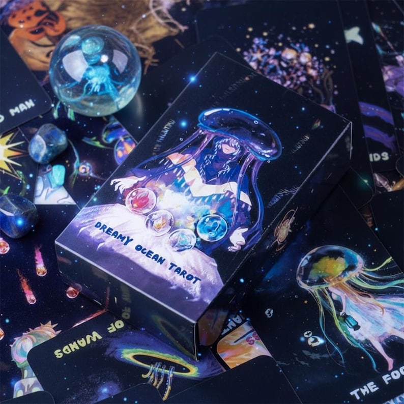 Dreamy Ocean Tarot Deck, Bioluminescent Sea Life Tarot, 10.2x6cm Pocket ...