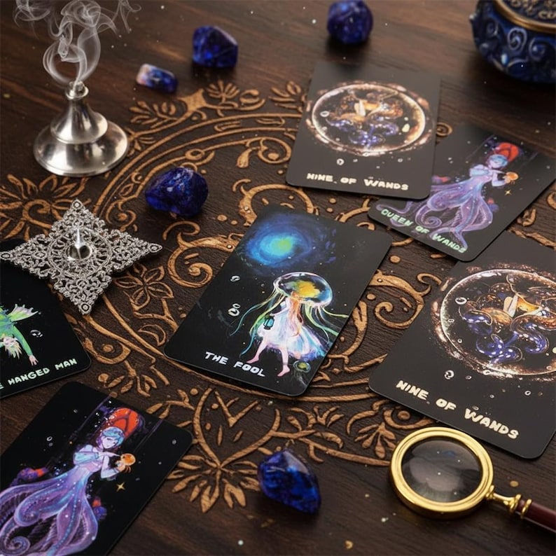 Dreamy Ocean Tarot Deck, Bioluminescent Sea Life Tarot, 10.2x6cm Pocket ...