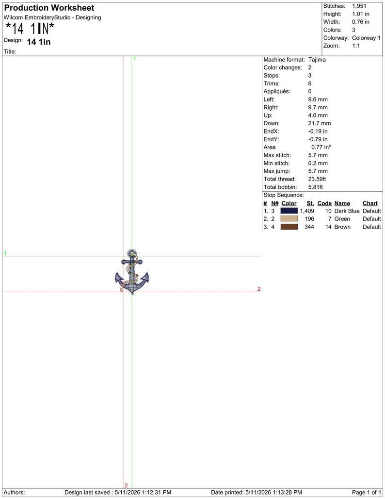 Nautical Anchor Embroidery Design | Rope Coastal Machine File (1-3 ...