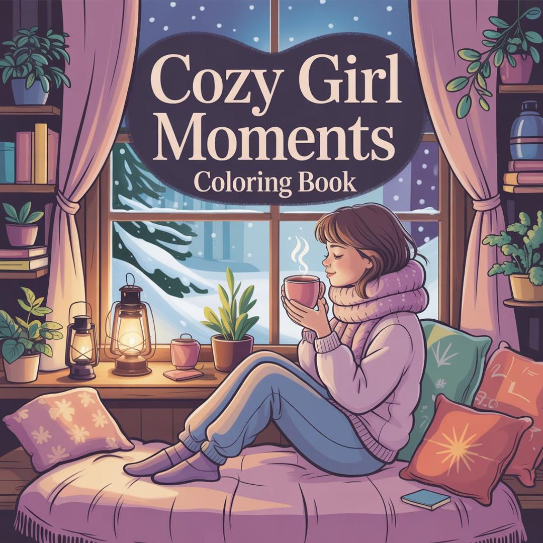 Girl Moments Daily Activities Coloring Book: 52 Printable Pages , Cozy ...