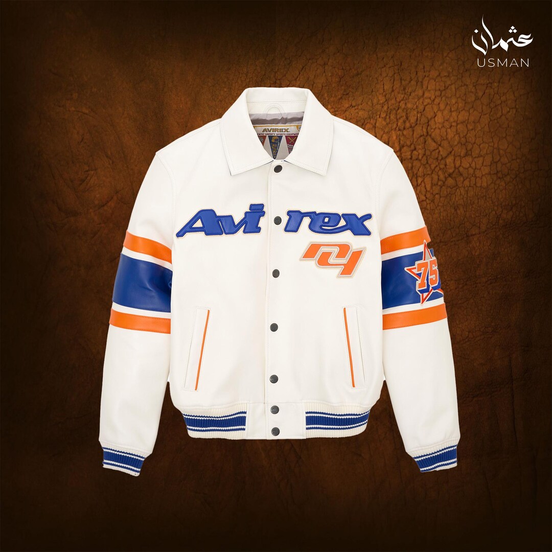 Men’s Avirex Leather Jacket – Vintage Bomber Aviator Coat, Hip Hop ...