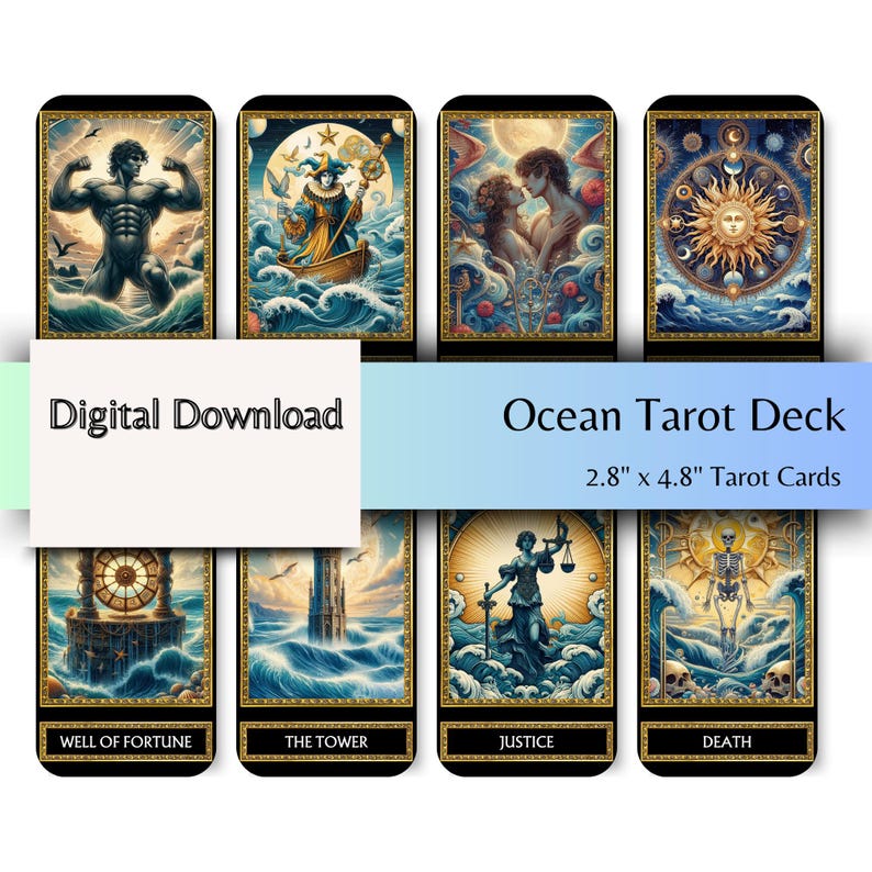 Ocean Tarot Deck: 78 Printable Water Element Cards (digital Download ...
