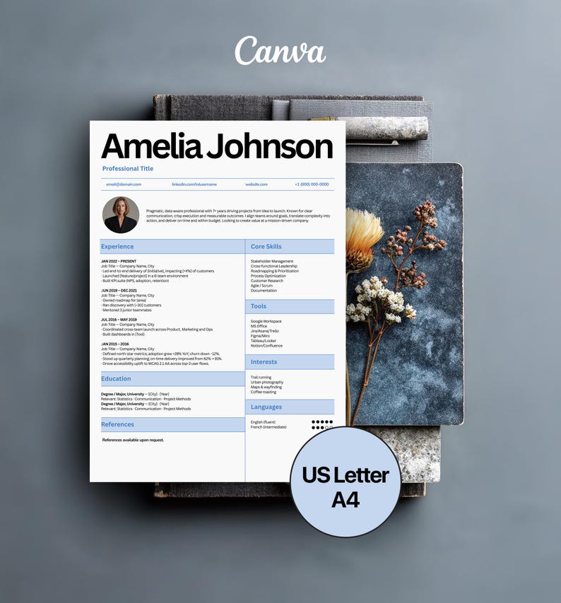 Canva Resume Template | ATS Friendly CV + Cover Letter | for Business ...