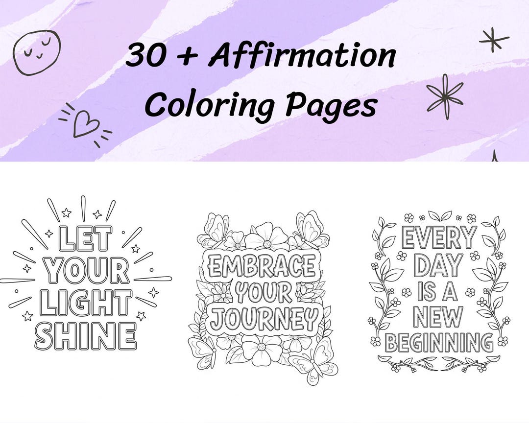 Affirmation Coloring Book | Mental Health, Relaxation (digital Download ...