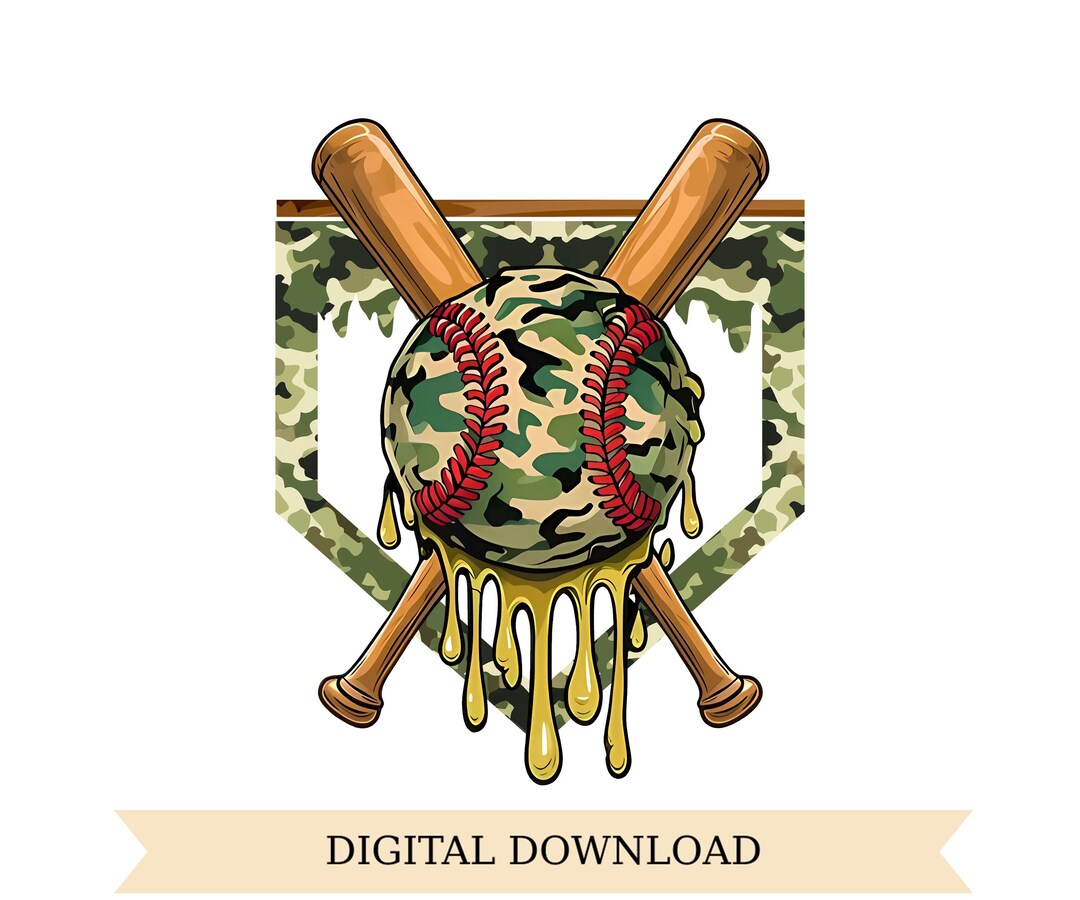 Baseball Drip for Boys Ice Cream Dripping Boys Baseball Camo PNG ...