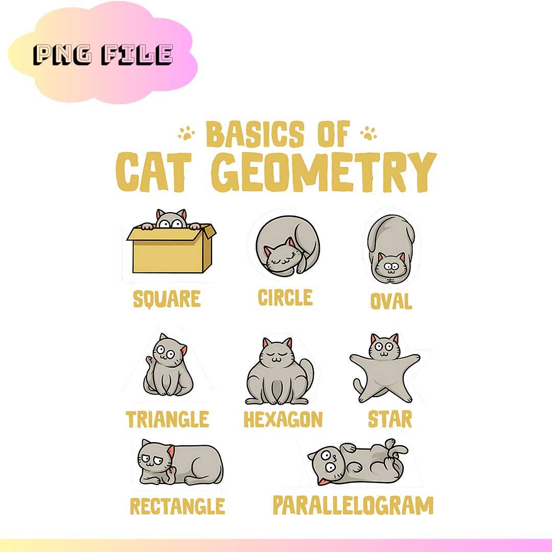 Cat Geometry Math Funny Cat Meme Humor Cat Dad Mom Kids PNG Digital ...