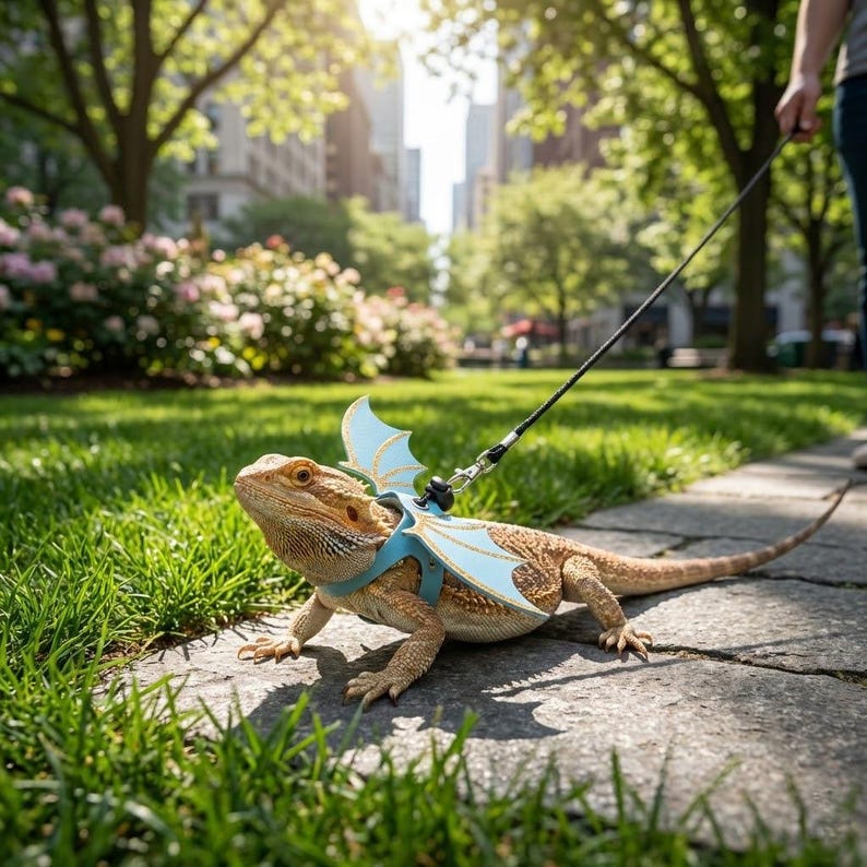 Lizard Leather Colorful Winged Chest Harness, Reptile Leash/sling ...