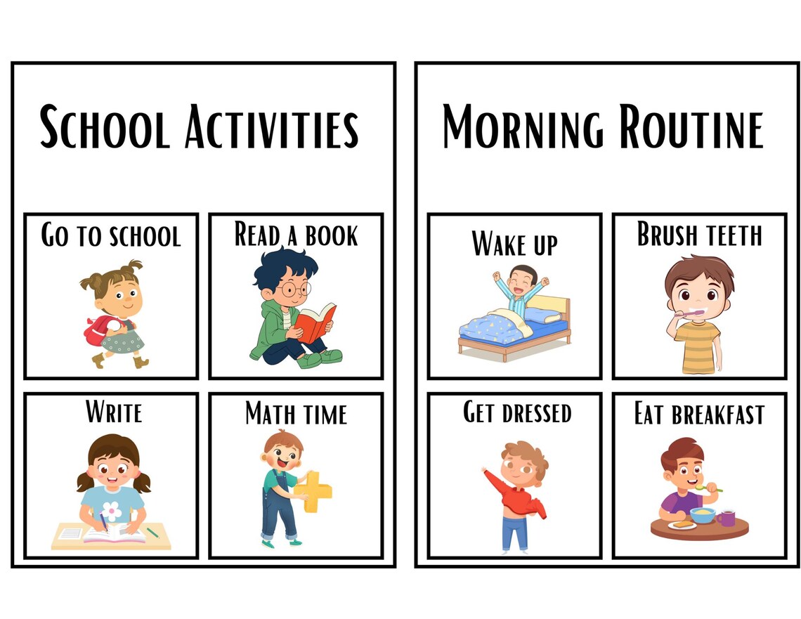 Daily Visual Schedule for Kids | Printable Routine Chart | Autism, ADHD ...