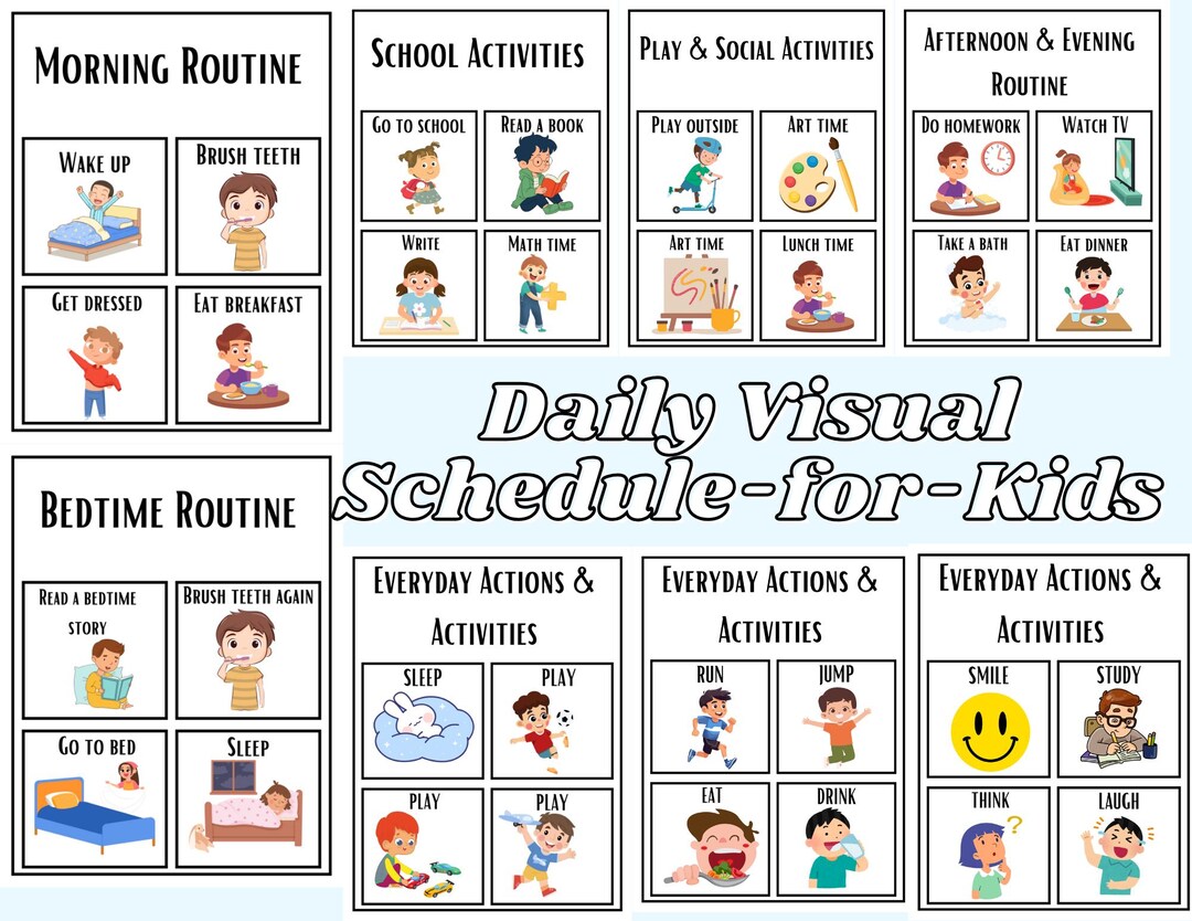 Daily Visual Schedule for Kids | Printable Routine Chart | Autism, ADHD ...
