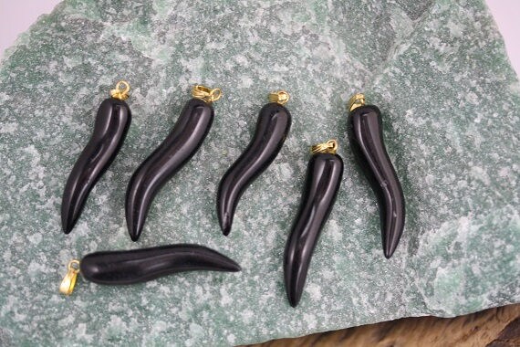 Blackstone Saber Tooth stone pendant Package of 6 | Etsy