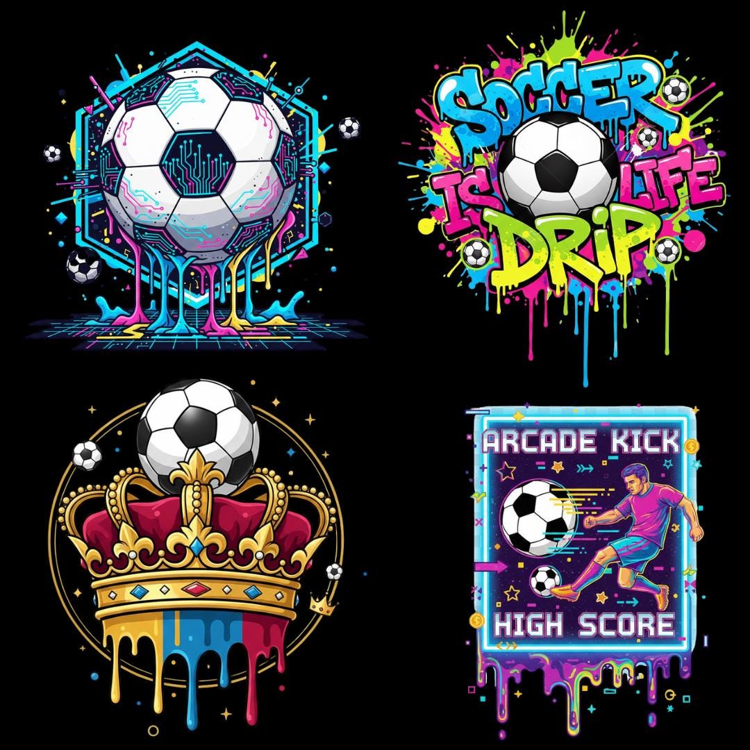 16 Classical Graffiti Soccer Drip PNG Bundle | Sublimation Clipart ...