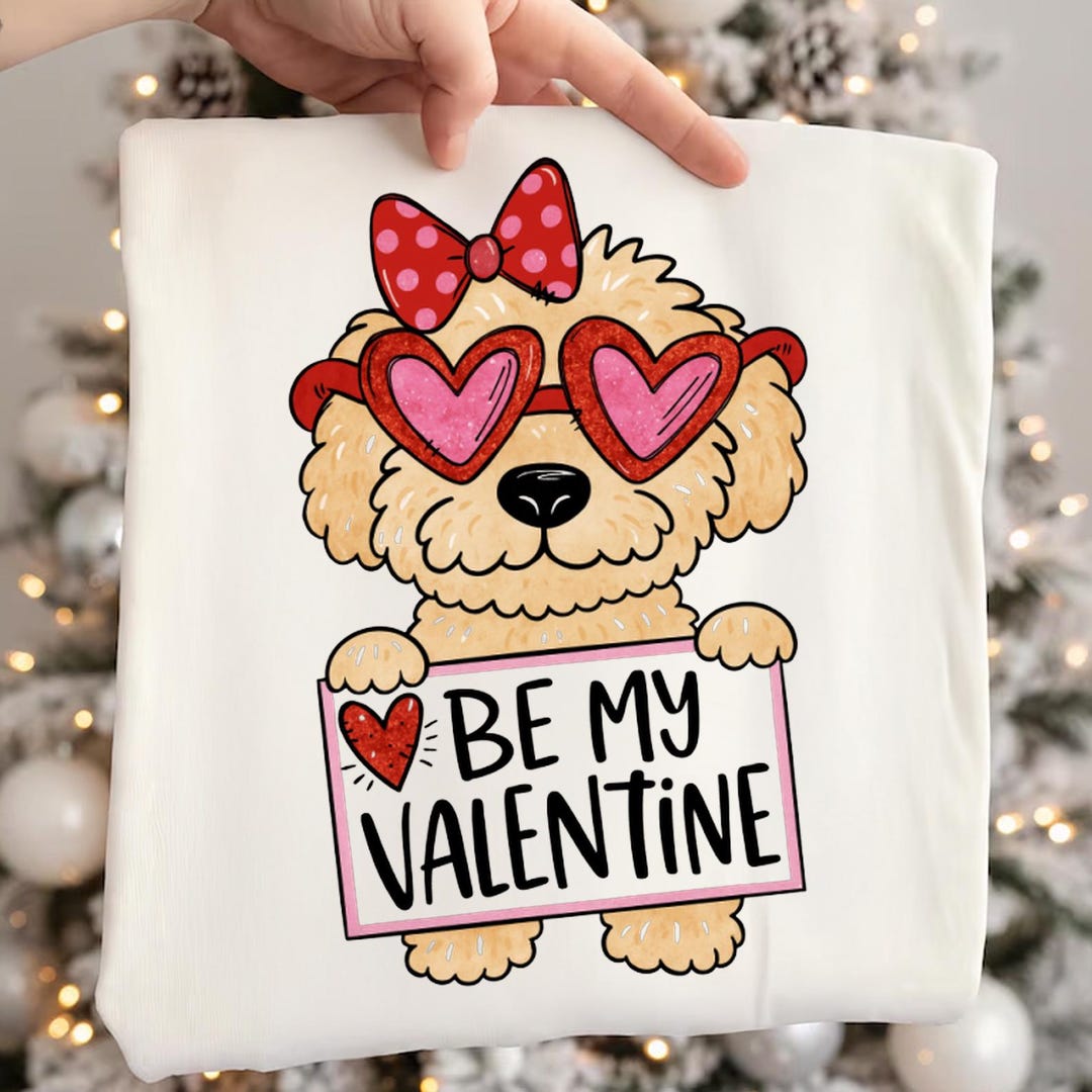 Cute Valentine Puppy Holding Sign With Heart Glasses – Baby Poodle ...