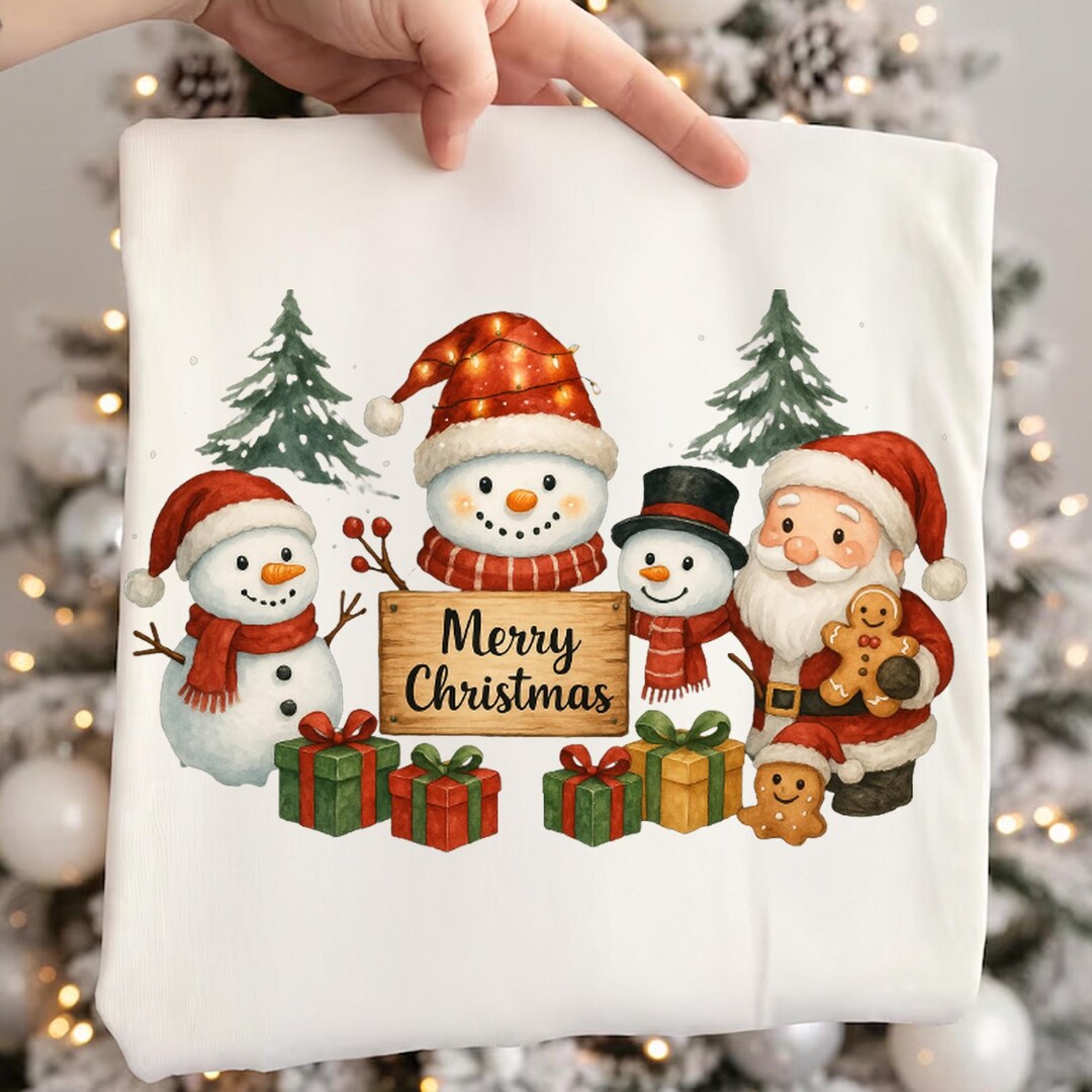 Polar Bear Hugging Two Snowmen With Christmas Lights and Gifts | Cute ...