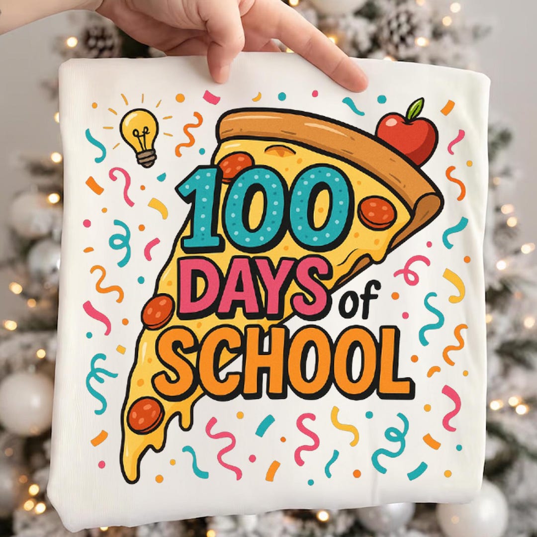 100 Days of School Confetti Pizza Design, Fun Teacher Shirt PNG ...
