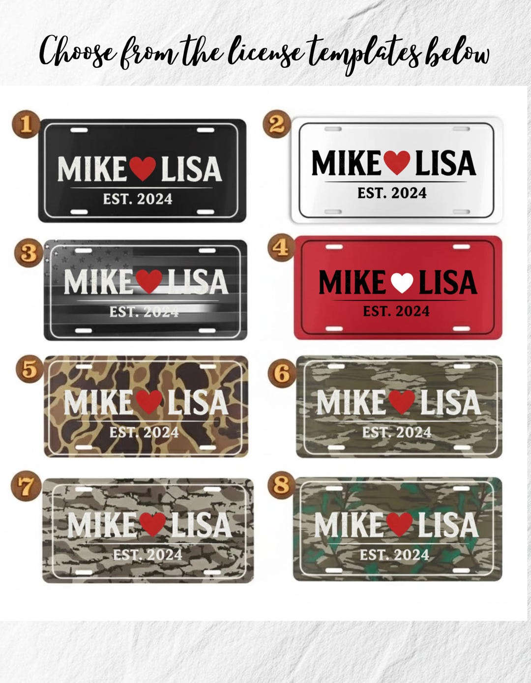 Custom Couple Name License Plate, Personalized Anniversary Car Tag ...