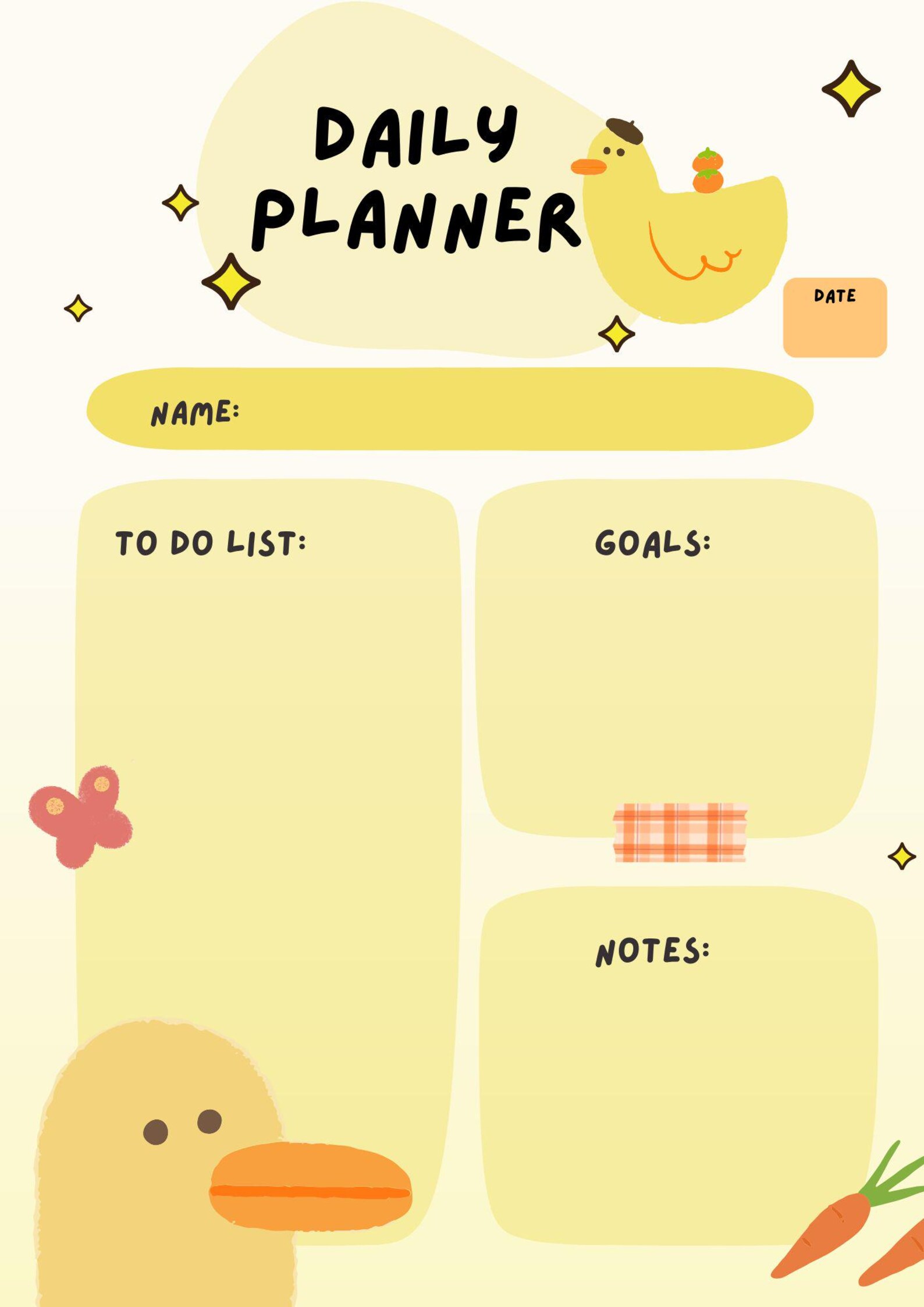 Minimalist Aesthetic Daily Planner Printable PDF Yellow Soft Neutral ...