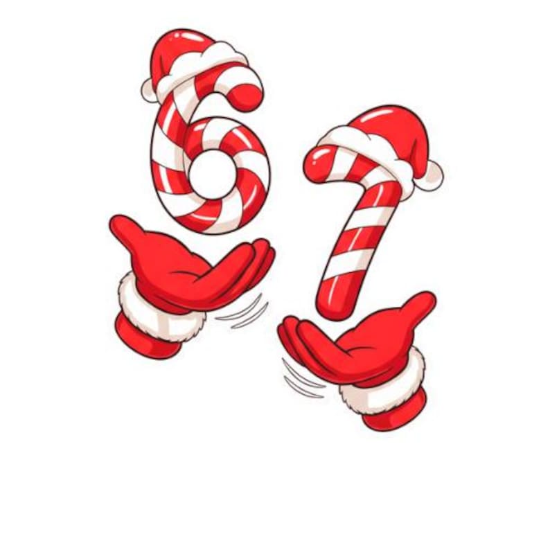Candy Cane 67 PNG, Santa Hands Christmas PNG, Six Seven PNG, Funny 67 ...