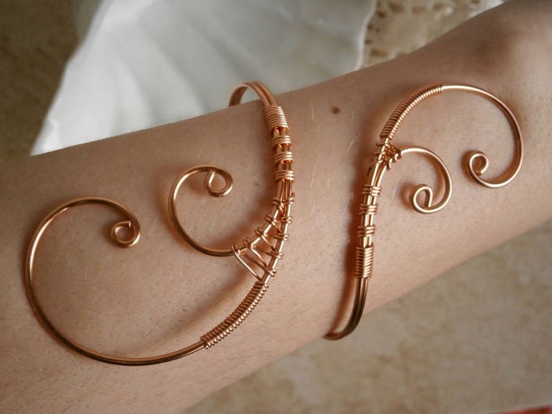 Copper Bracelet Wire Cuff Bracelet Arm Cuff Spiral Arm | Etsy