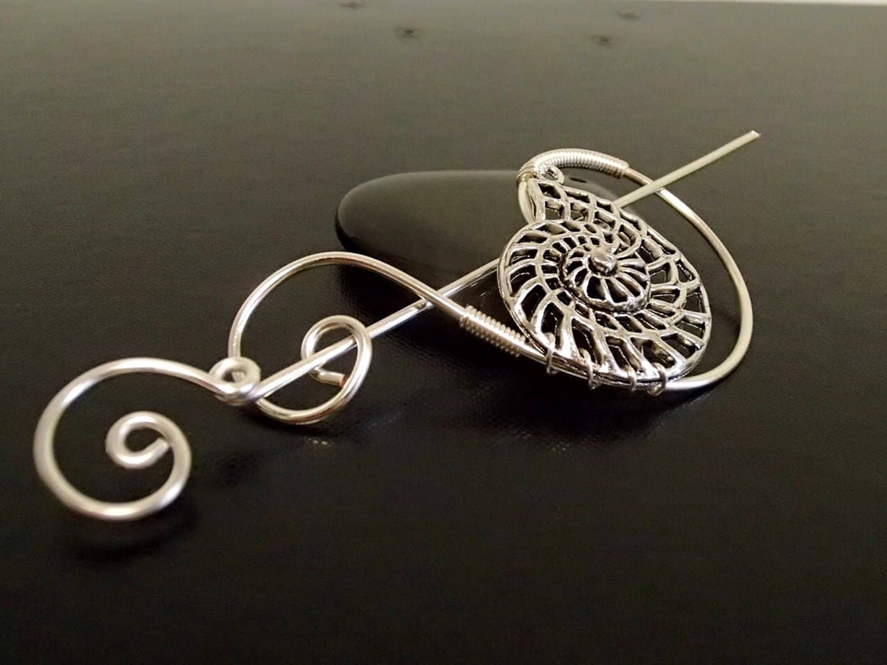 Silver Shell Brooch Shawl Pin Scarf Pin Sweater Brooch | Etsy