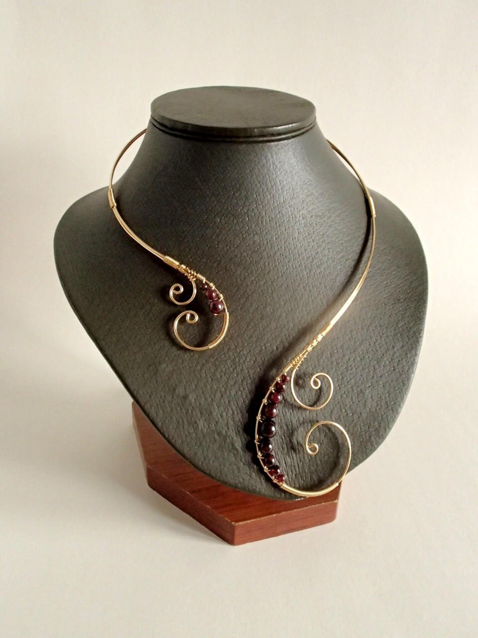 Garnet Necklace Open Necklace Gold Necklace Statement - Etsy