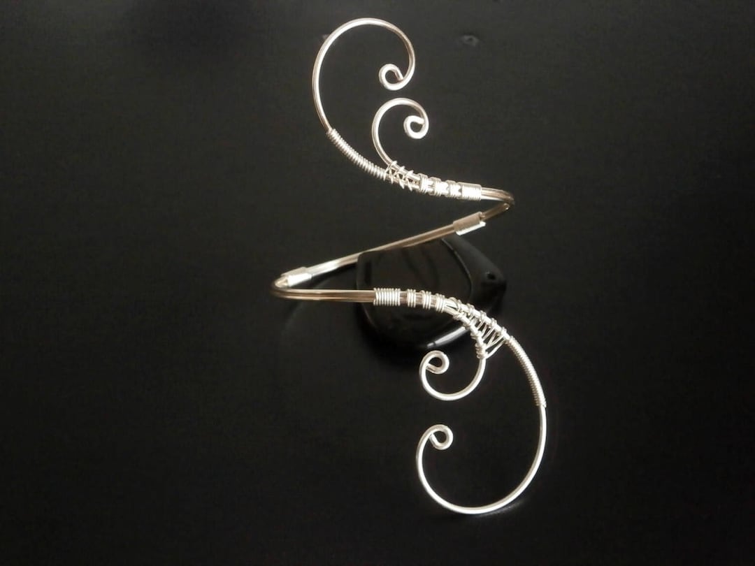 Silver Plated Wire Wrapped Arm Cuff Bracelet - Etsy