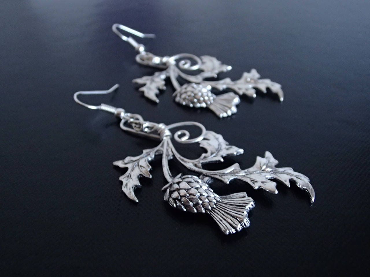 Scottish Thistle Silver Plated Wire Earrings: Handmade Bridal Jewelry ...