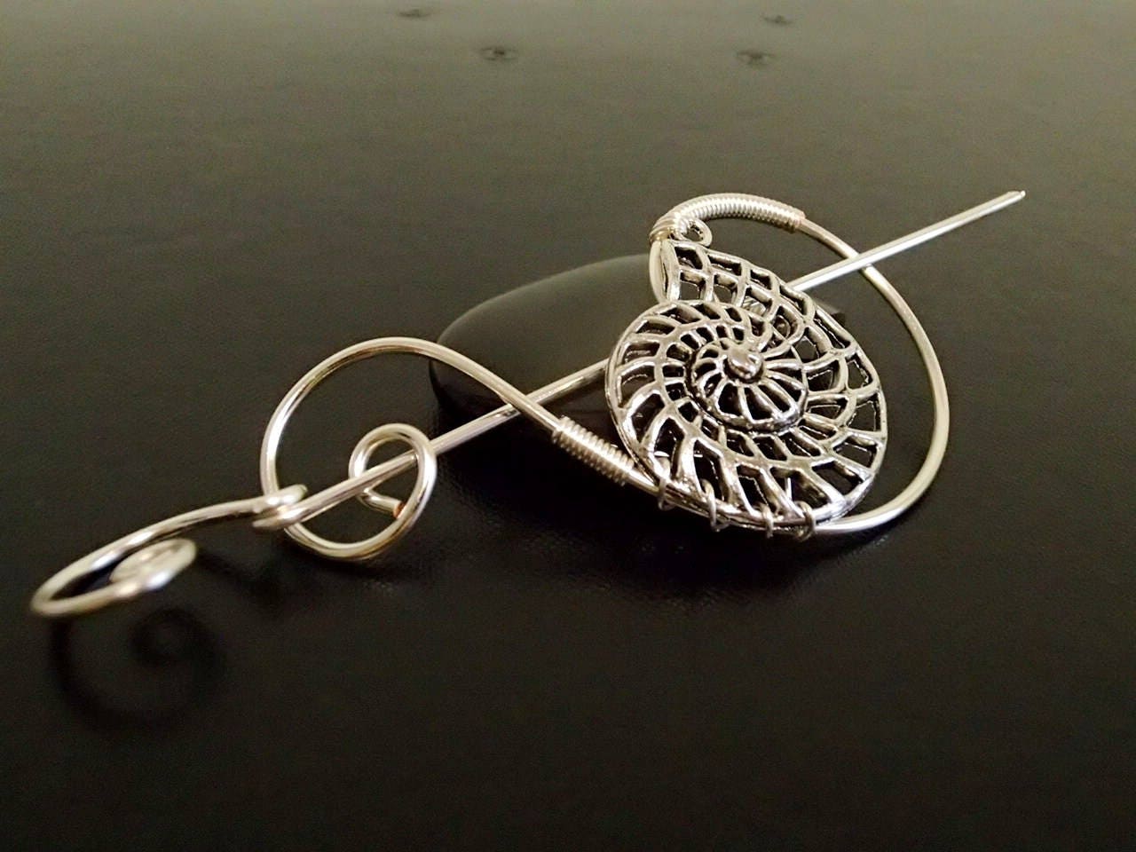 Silver Shell Brooch Shawl Pin Scarf Pin Sweater Brooch | Etsy