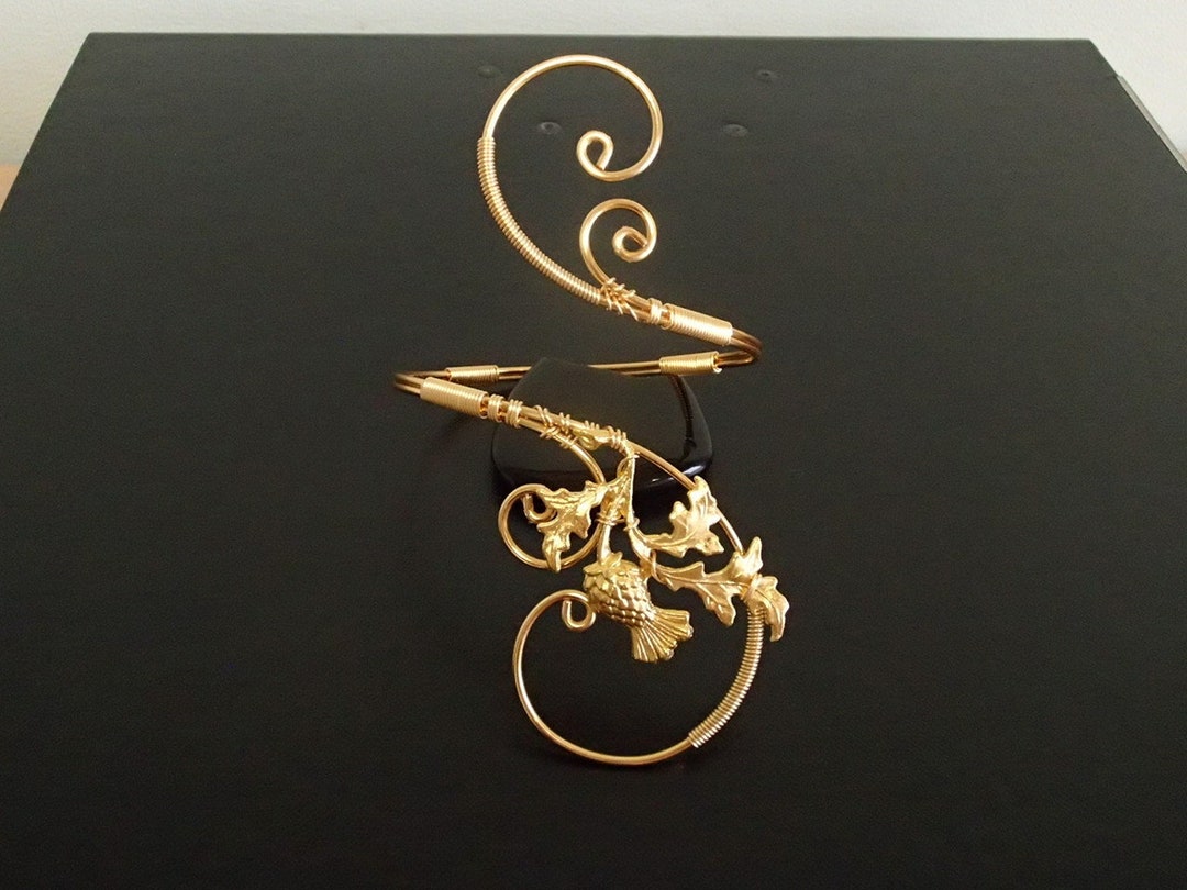 Scottish Thistle Gold Arm Cuff: Wire Wrapped Bracelet - Etsy
