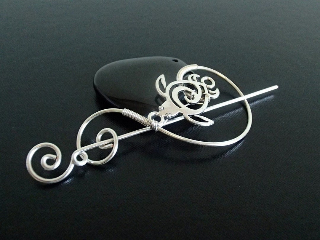 Shawl Pin, Scarf Pin, Sea Turtle Pin, Sweater Brooch, Music Brooch ...