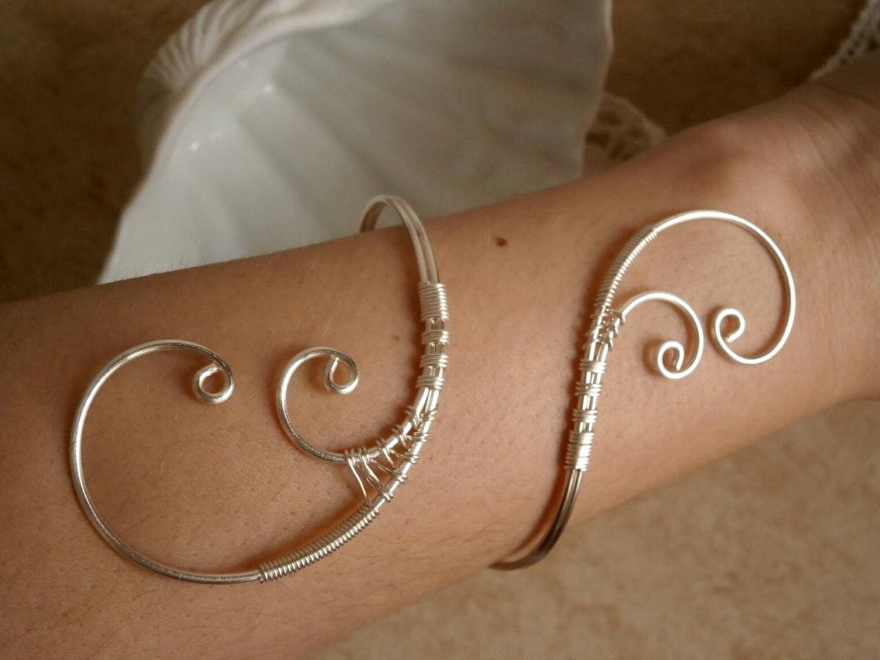 Cuff Bracelet Arm Cuff Spiral Arm Band Arm Bangle Silver - Etsy