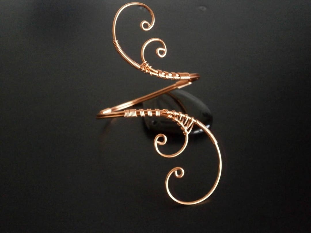 Copper Bracelet , Wire Cuff Bracelet, Arm Cuff, Spiral Arm Band, Arm ...