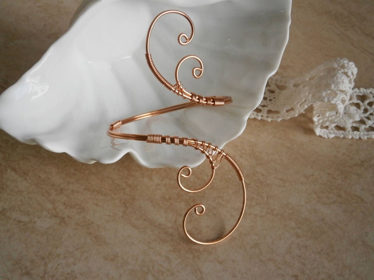 Copper Bracelet Wire Cuff Bracelet Arm Cuff Spiral Arm | Etsy